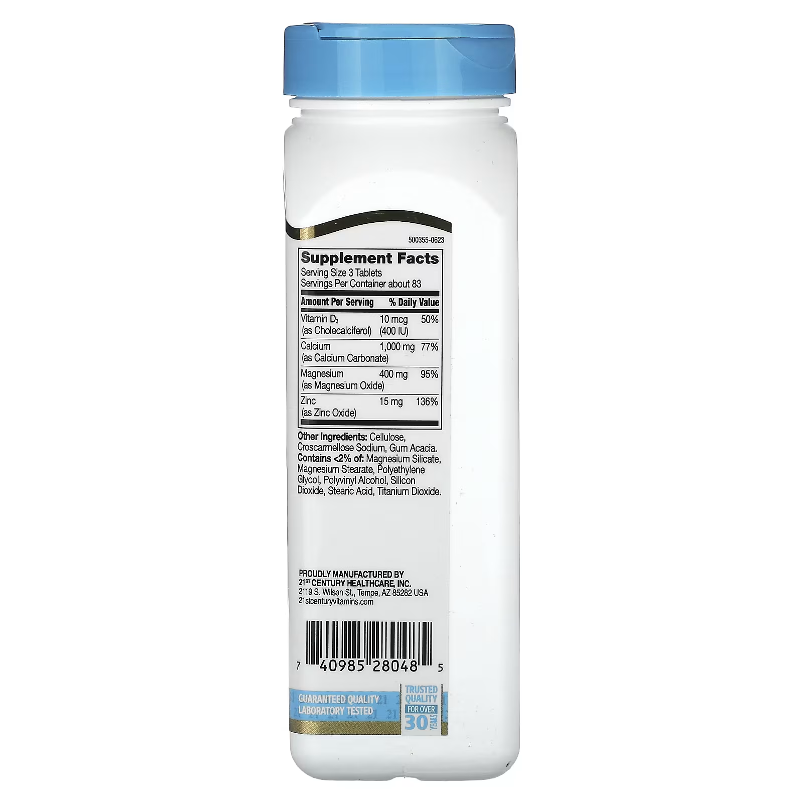 Calcium, Magnesium and Zinc plus Vitamin D-3 - 250 tablets - MyBilok
