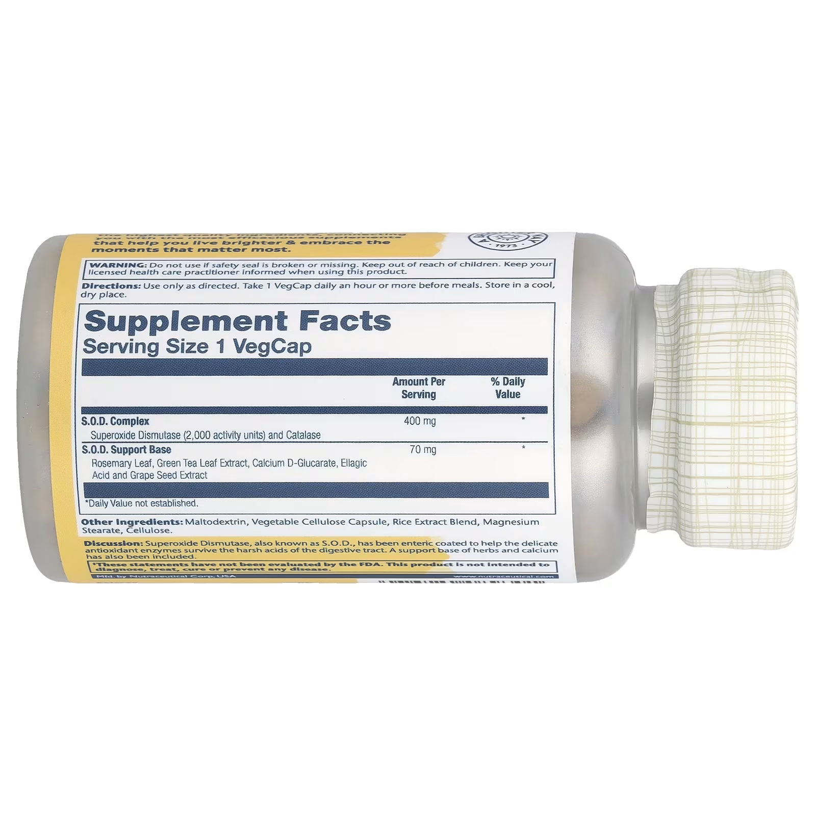 Superoxide dismutase S.O.D. 2000 Plus™ 400 mg - 100 veg capsules - MyBilok